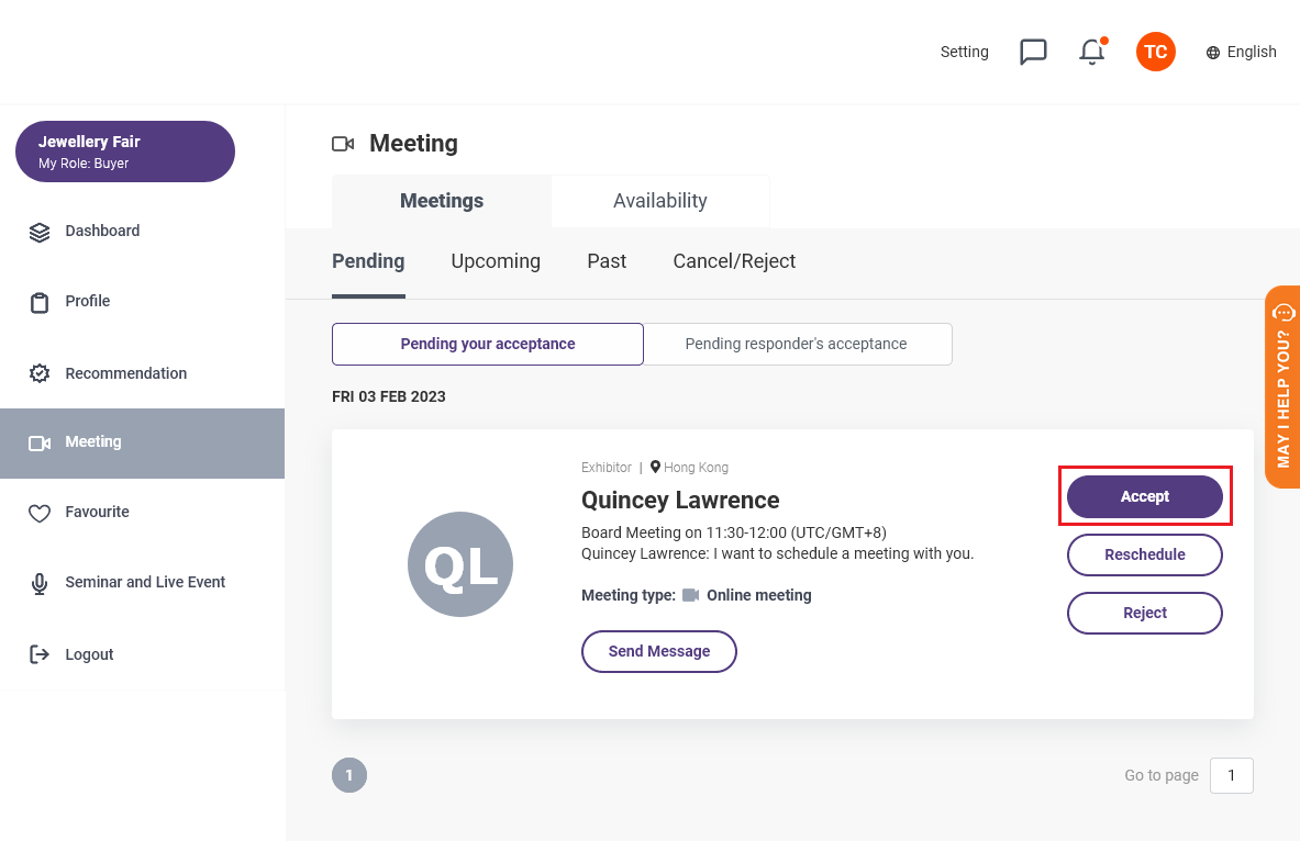 How do I accept a meeting request? – EXHIBITION PLUS